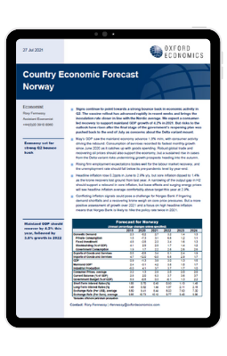 Norway | A strong bounce back in economic activity in Q2 | Oxford Economics