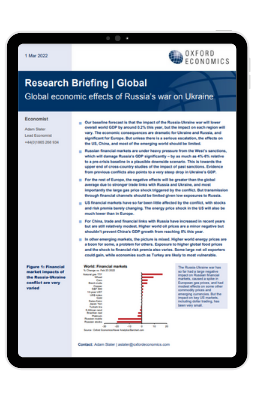 Global economic effects of Russia’s war on Ukraine | Oxford Economics